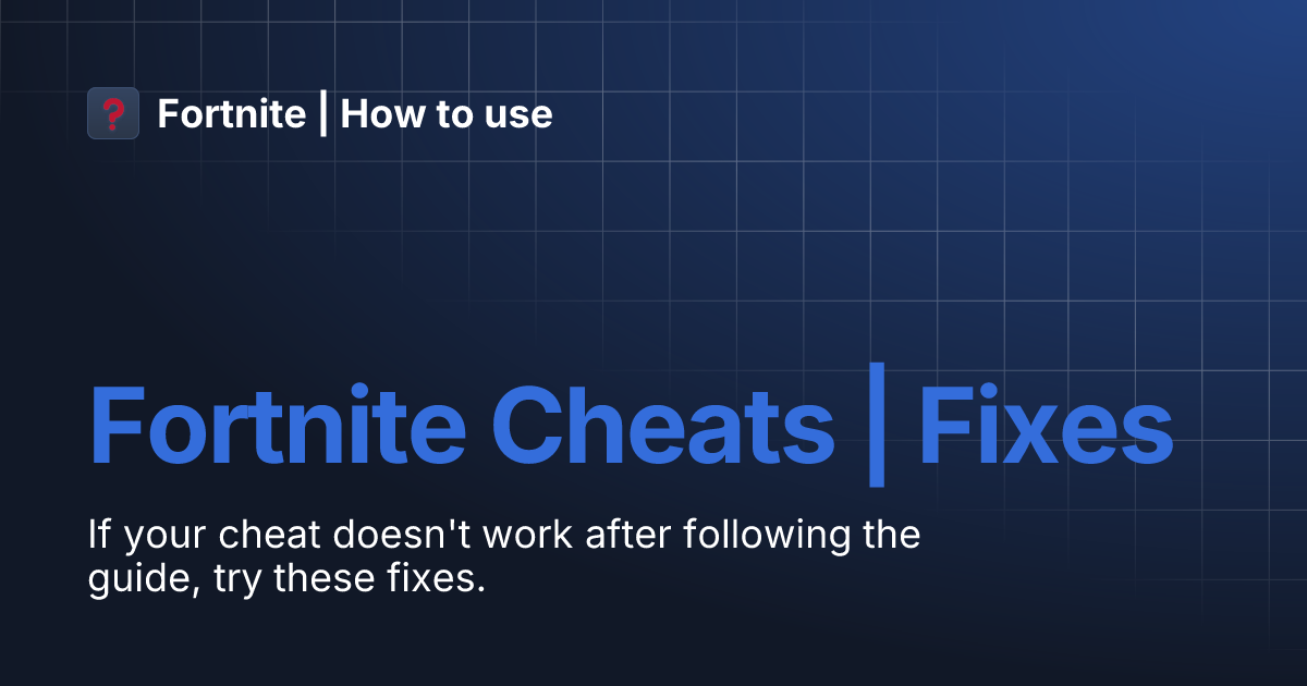 Fortnite Cheats | Fixes | Fortnite | How to use